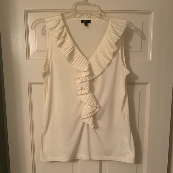 Talbots | Tops | 22 Talbots Ivory Sleeveless Tank Vneck Tank Top With ...